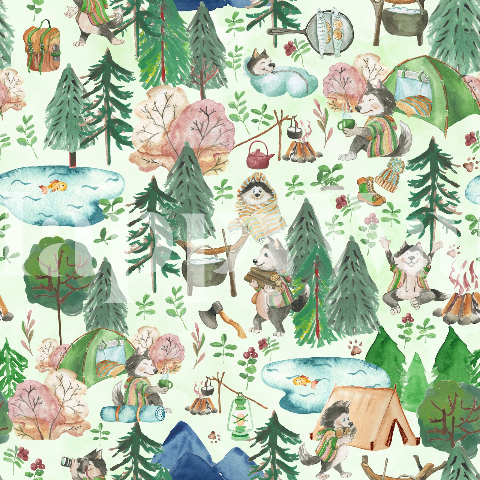 Woodland Animals Camp Out Wallpaper | Happywall - Buy Now