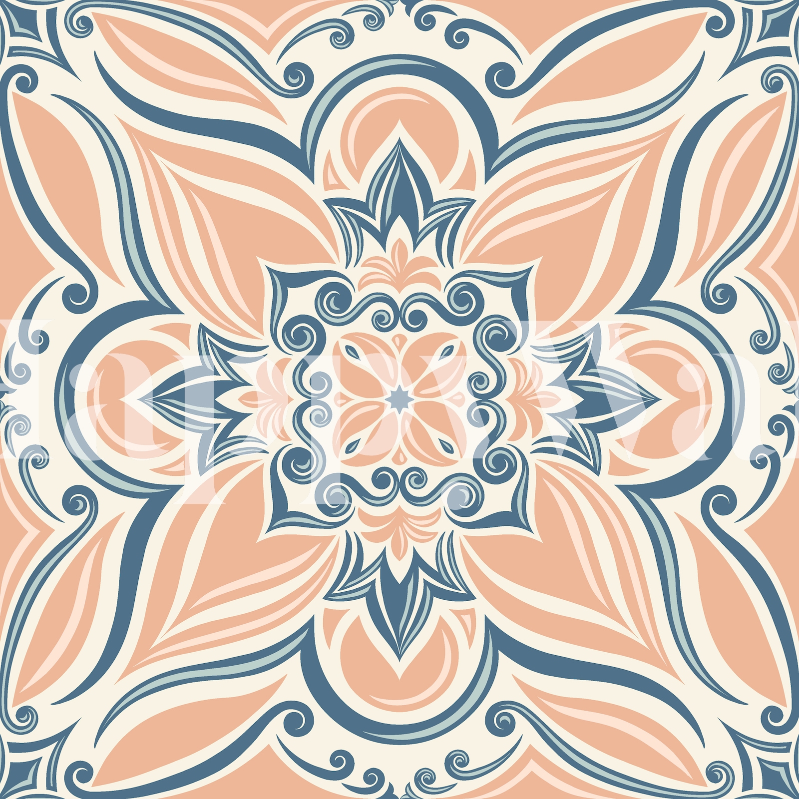 Salmon Pink Coastal Tile Wallpaper