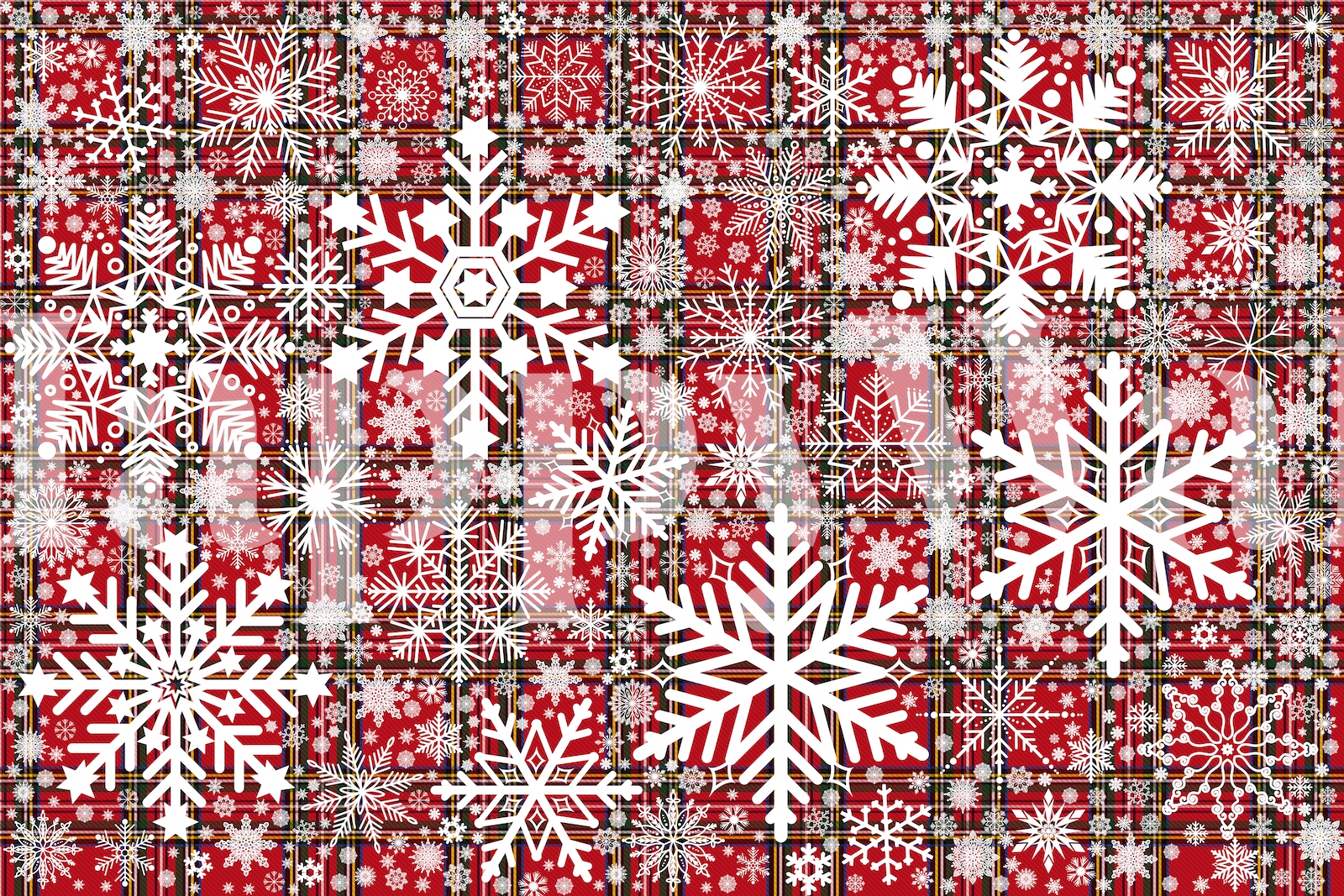 Snowflakes Design on Tartan Background | Happywall