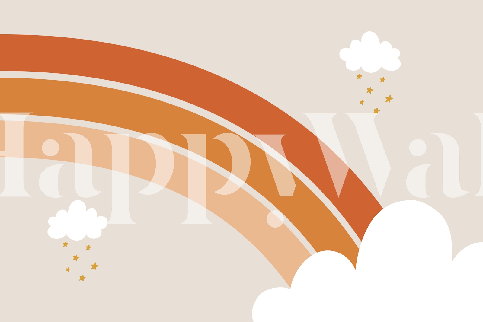 Boho Rainbow Orange and White Wallpaper