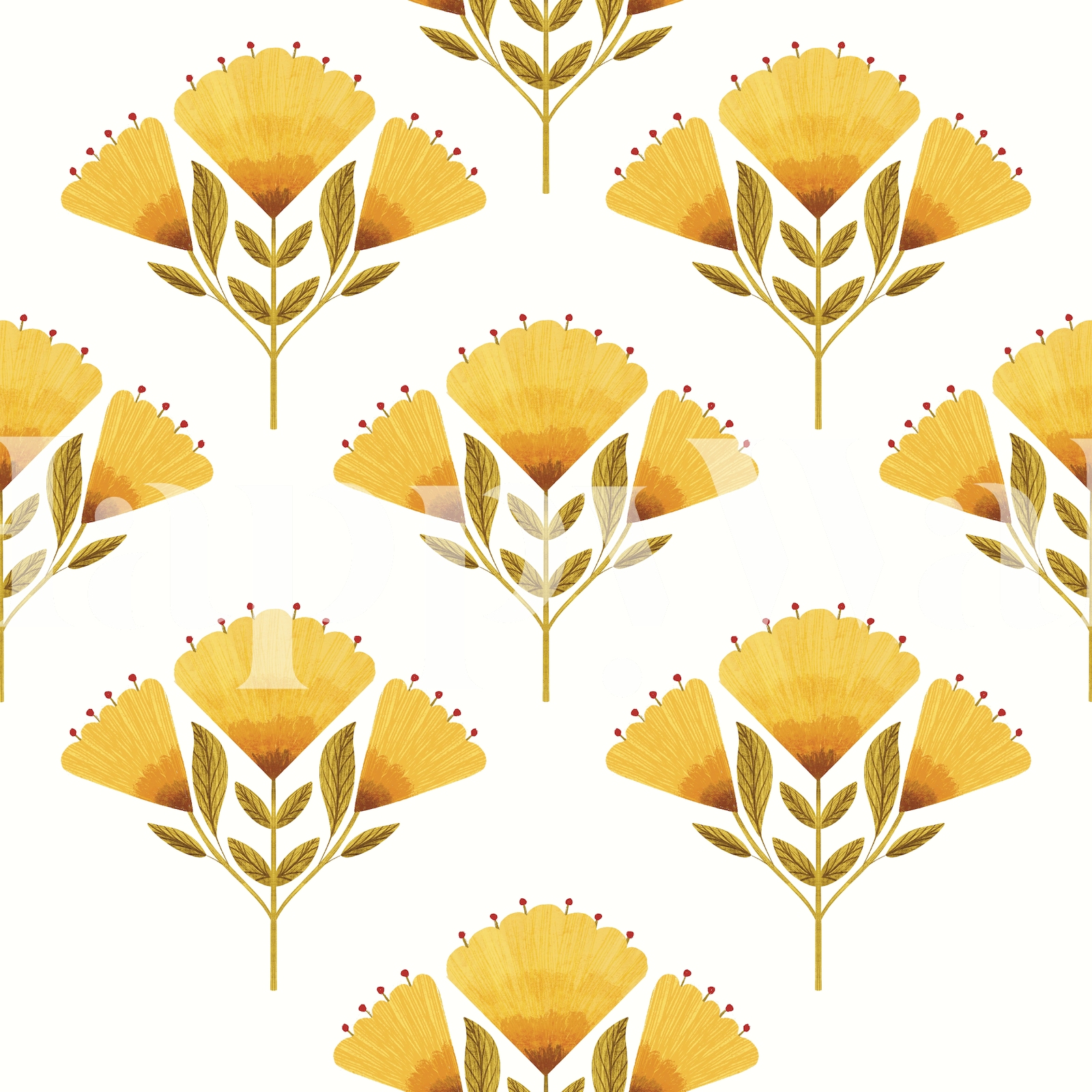 Whimsy Blooms Yellow Wallpaper | happywall.com