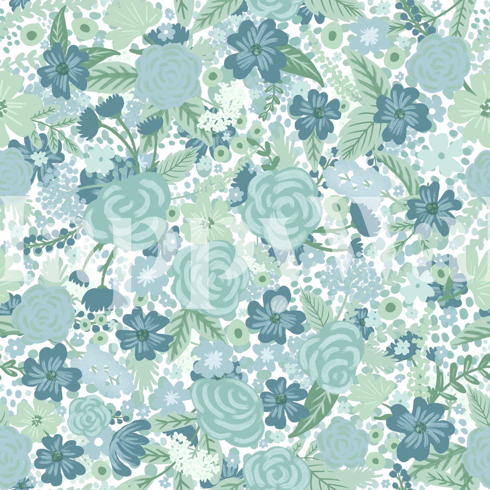 Floral Mint Green Wallpaper Design