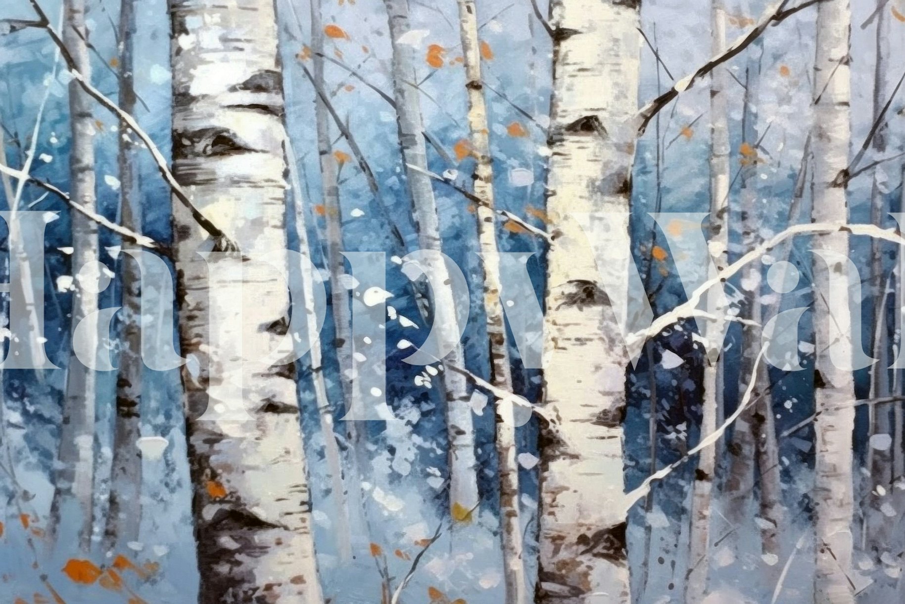 Snowy Birch Forest Wallpaper - Buy High-Quality Wallpapers Online | Happywall