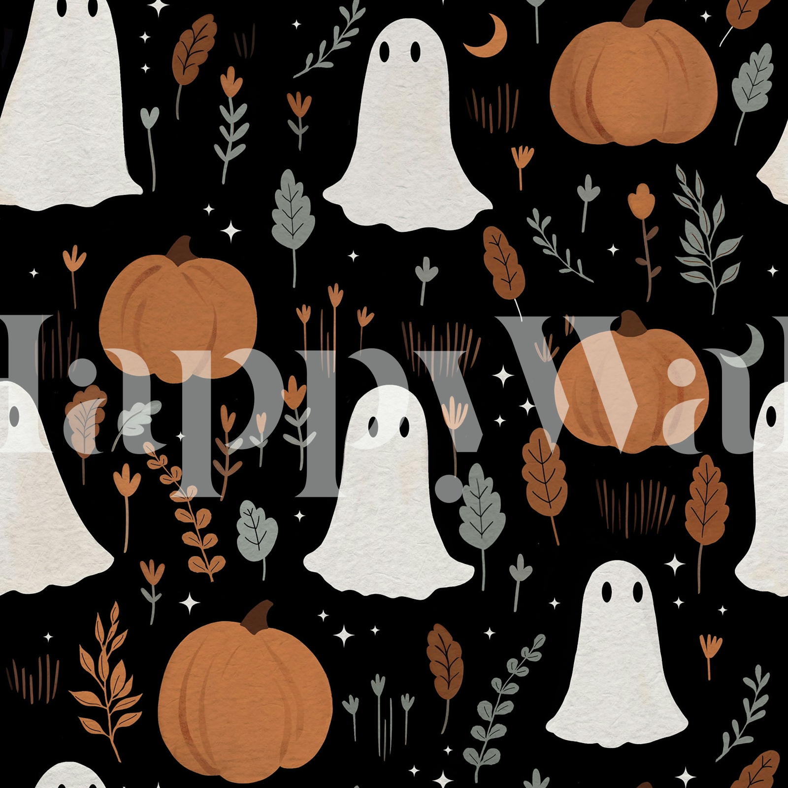Halloween Ghosts and Pumpkins Wallpaper