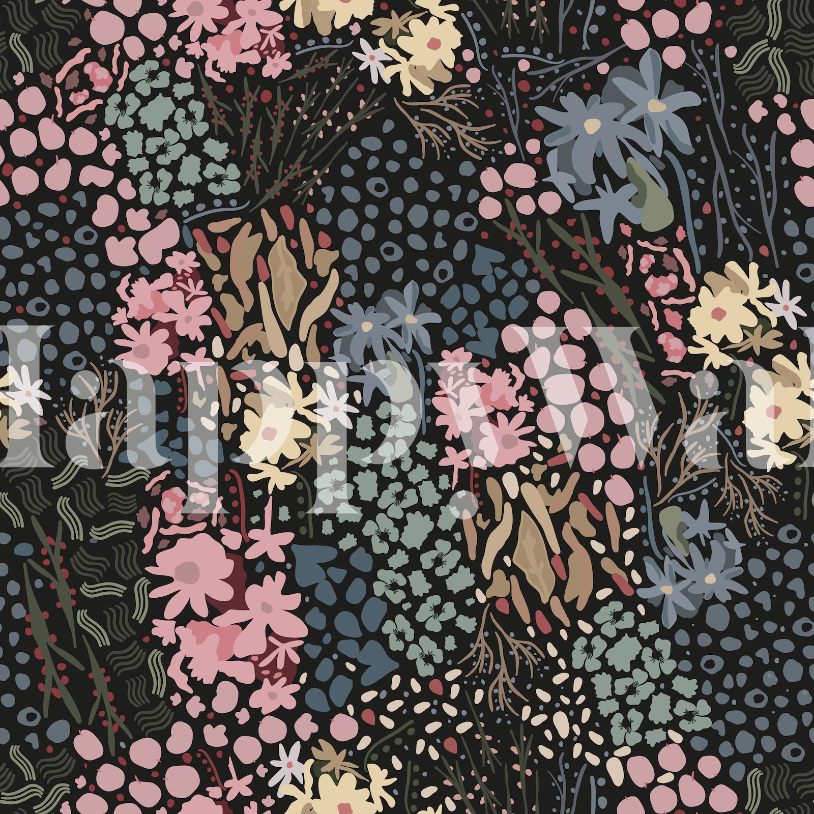 Dark Floral Pattern Wallpaper for Modern Decor