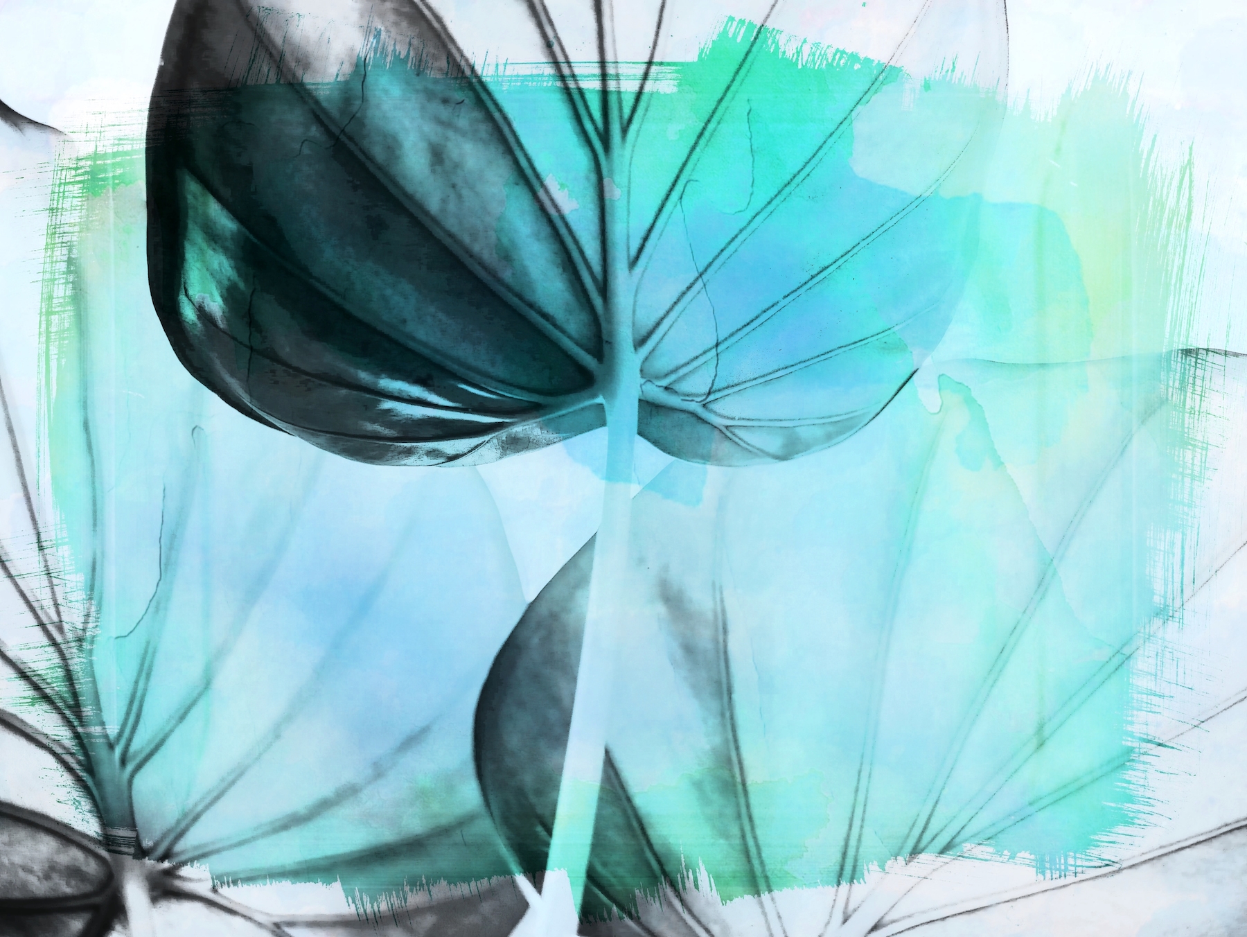 Buy Cyan Japandi Leaf Wallpaper | Happywall.com