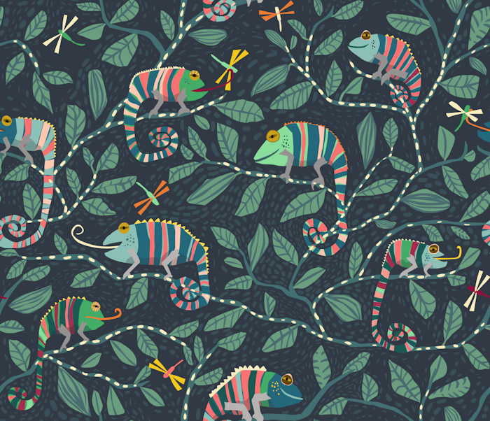 Colorful Chameleon Print Wallpaper