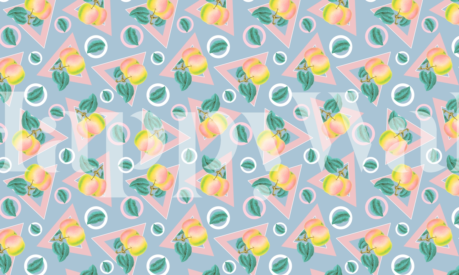Geometric and Apple Pattern Wallpaper - Happywall