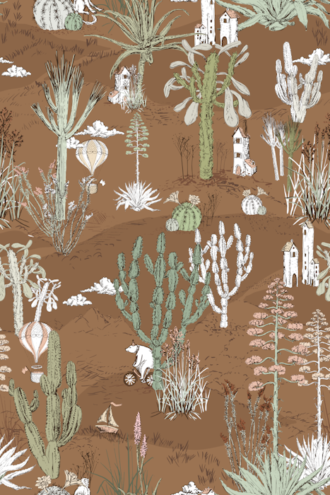 Cactus Earthy Landscape Wallpaper