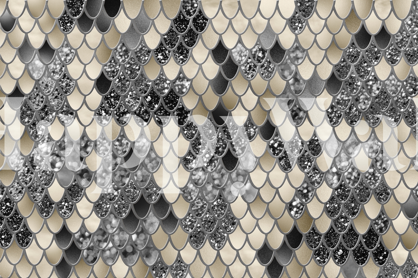 Gold Silver Black Mermaid Scales Wallpaper
