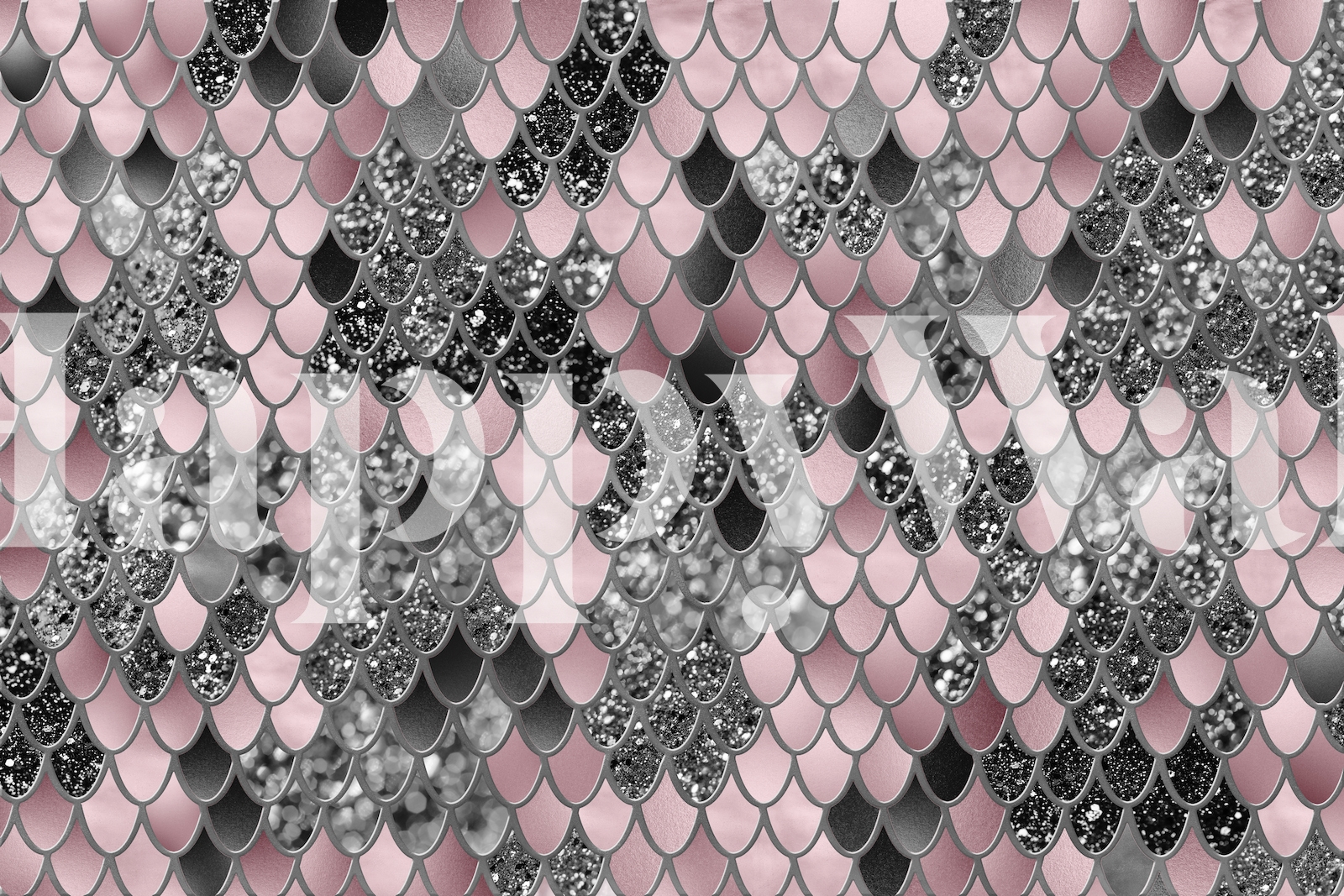 Blush Pink Silver Scales Glam Wallpaper