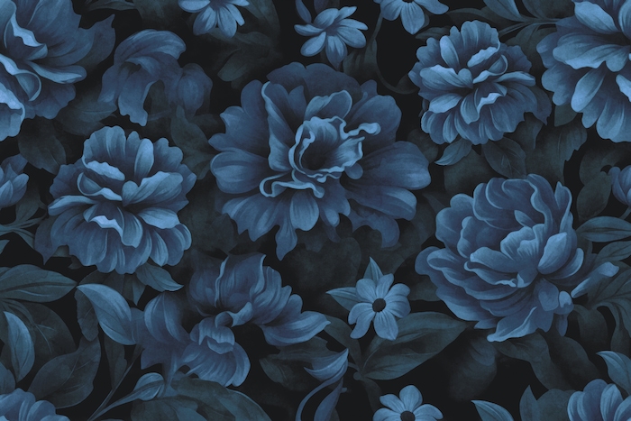 Midnight Blue Floral Wallpaper for Bedroom