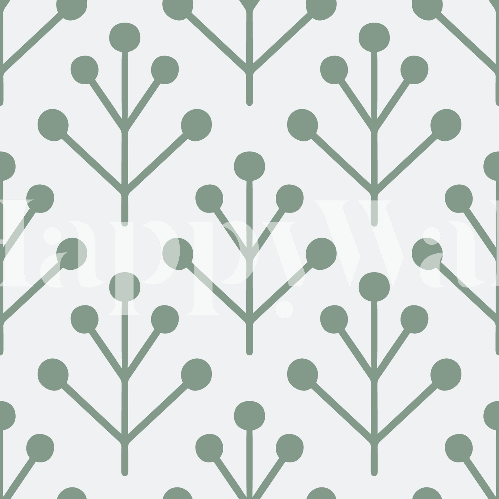 Berry Twig Scandi Green Wallpaper | happywall.com