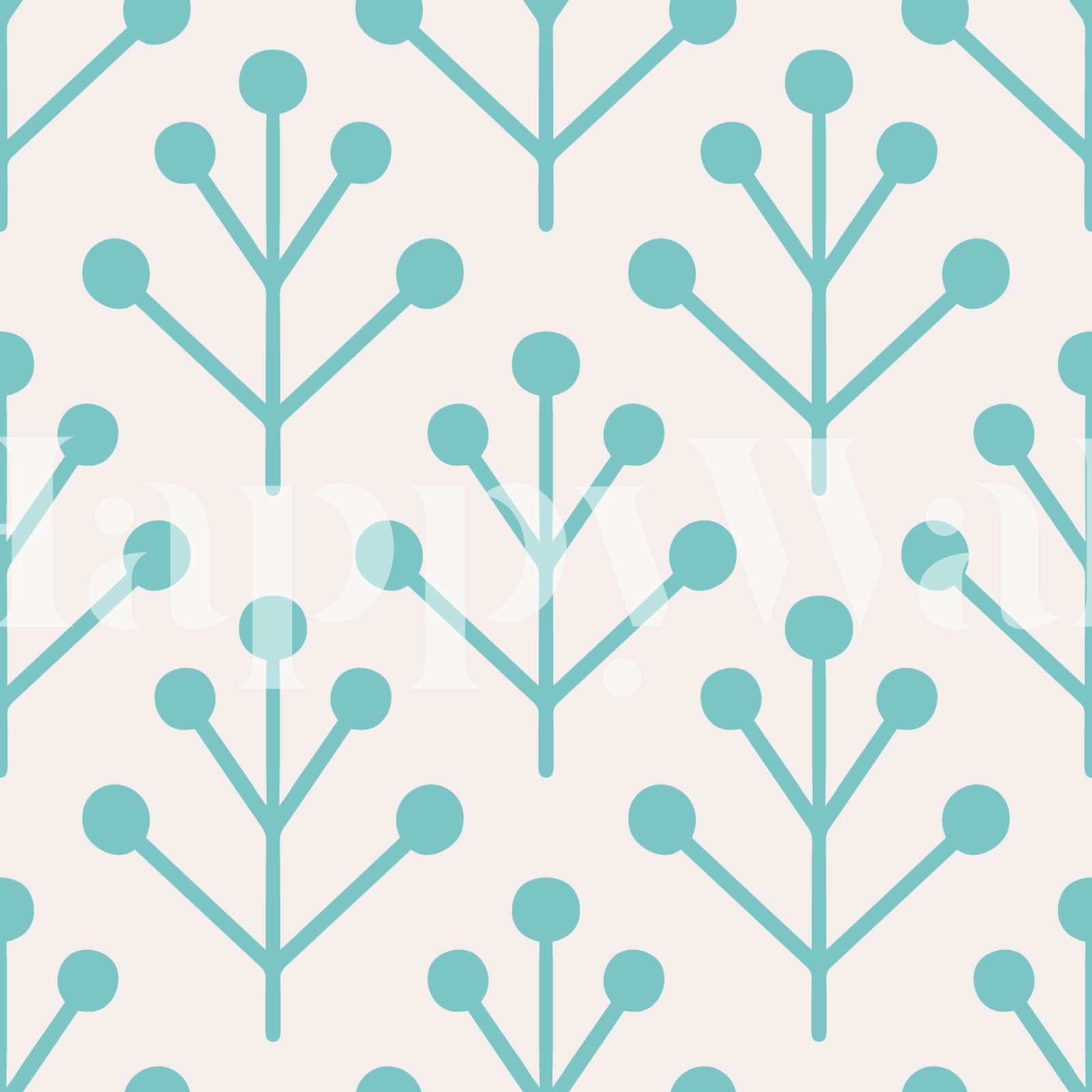 Beige and Turquoise Floral Wallpaper