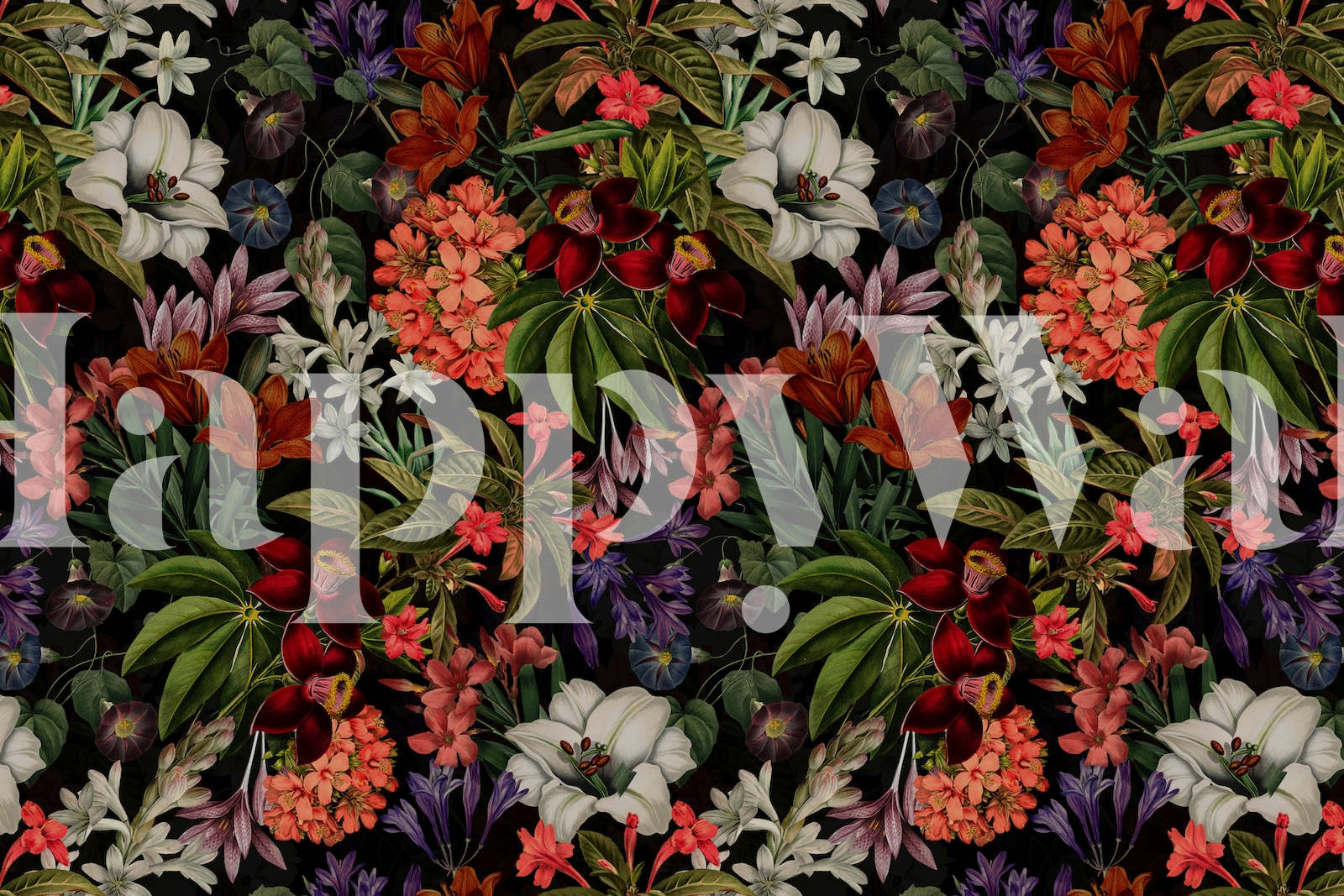 Exotic Vintage Night Botanical Wallpaper