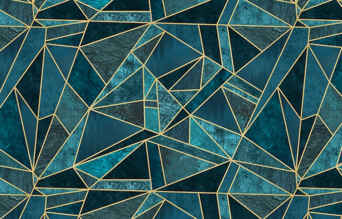 Luxurious Geometry Textured Mosaic Teal Wallpaper - Buy Online