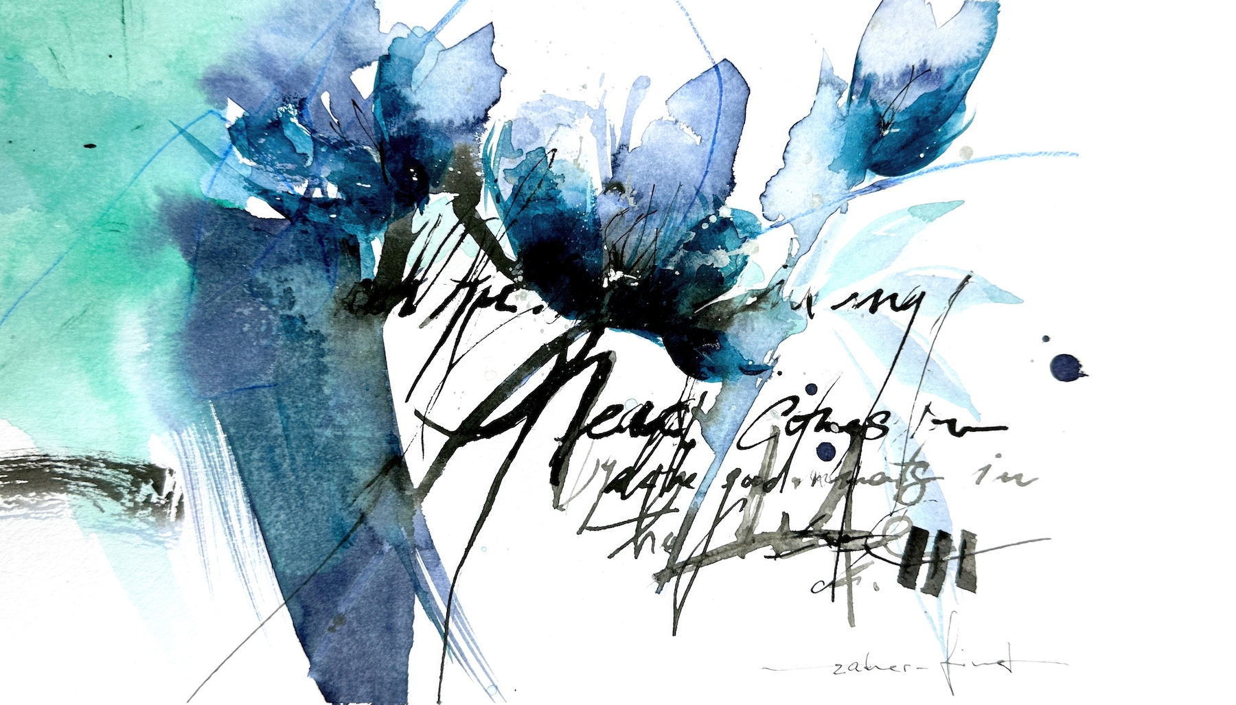 Floral Harmony in Motion Blue Green Wallpaper | Buy Online at Happywall