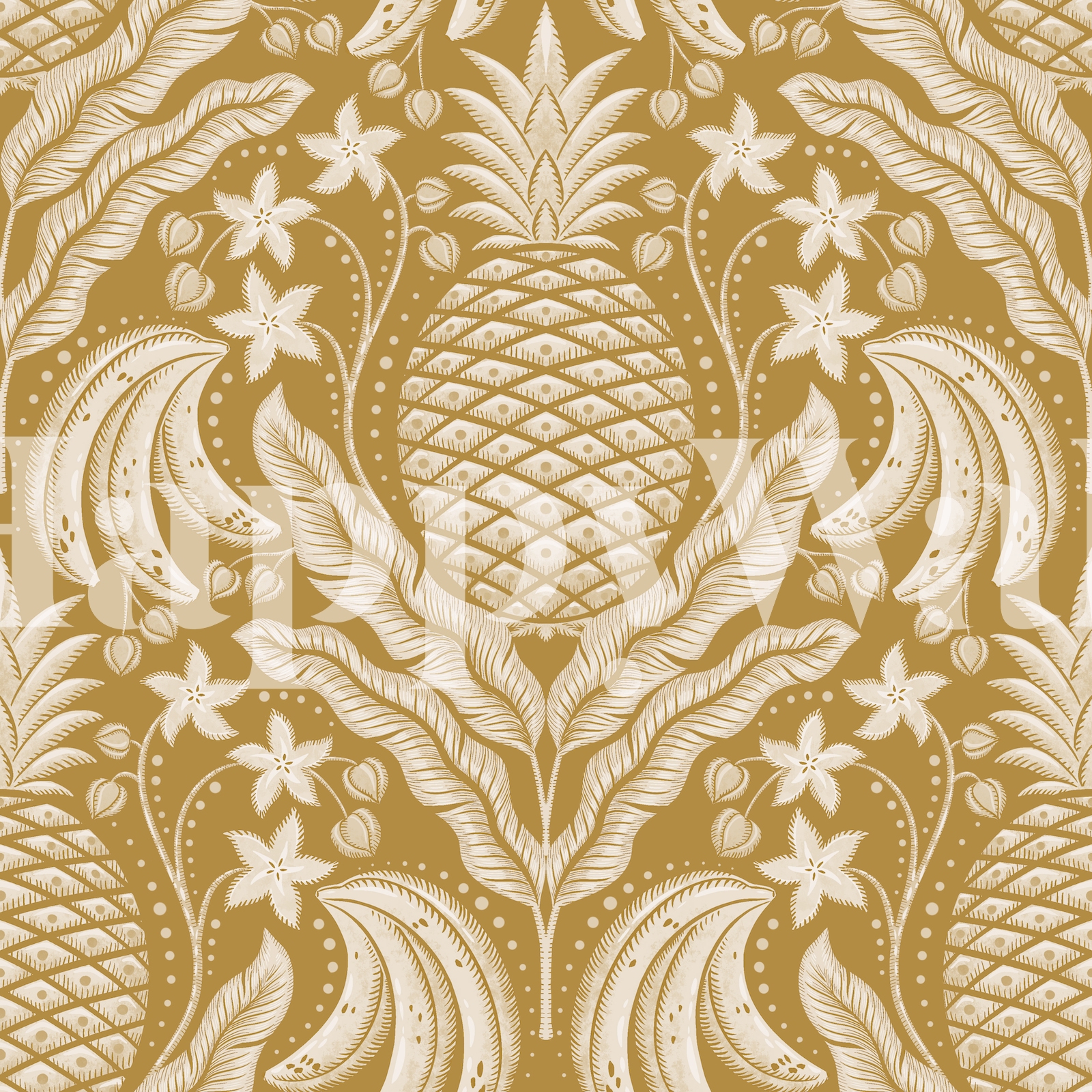 Tropical Fruits Damask Wallpaper | Happywall