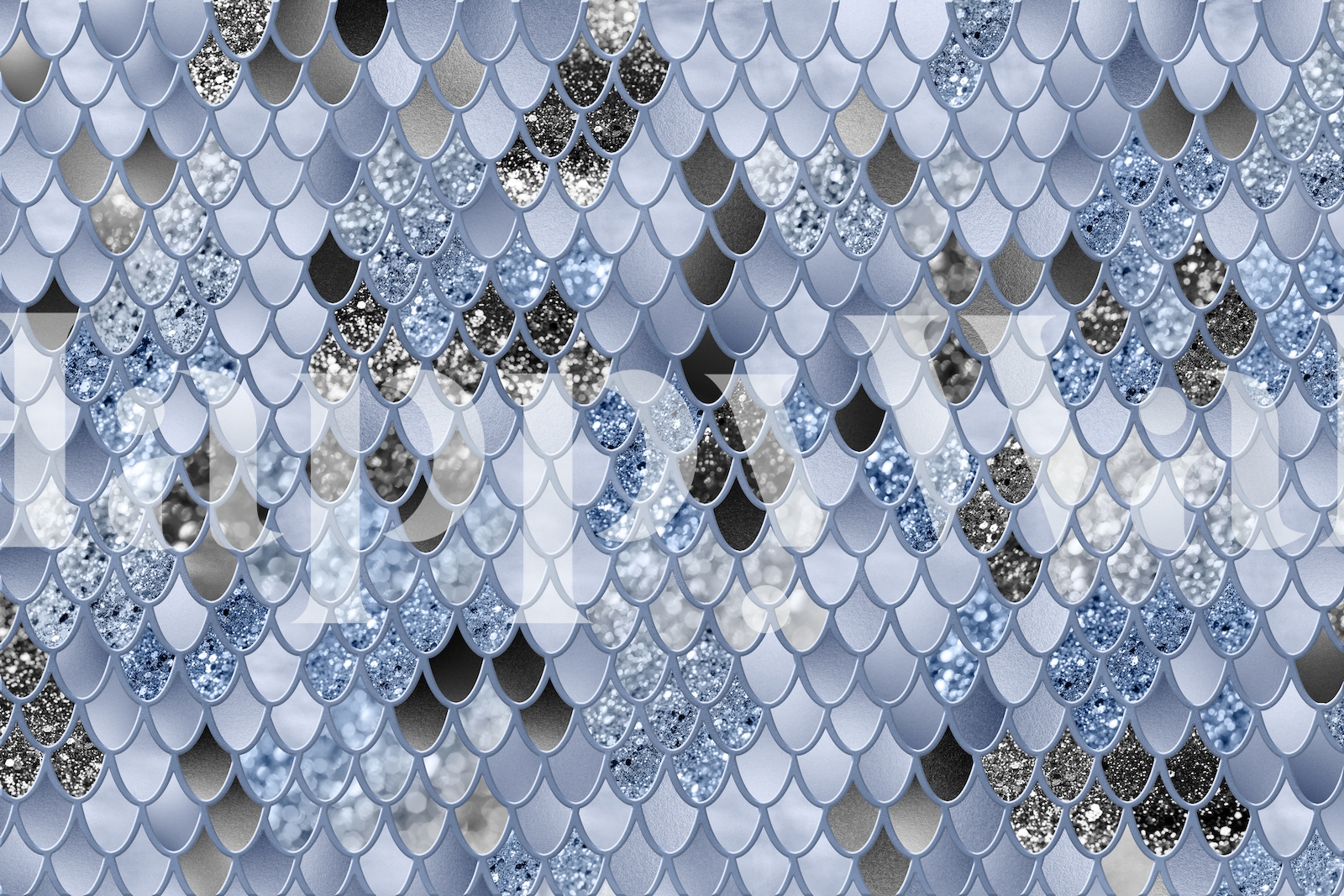 Soft Blue Black Mermaid Scales Wallpaper