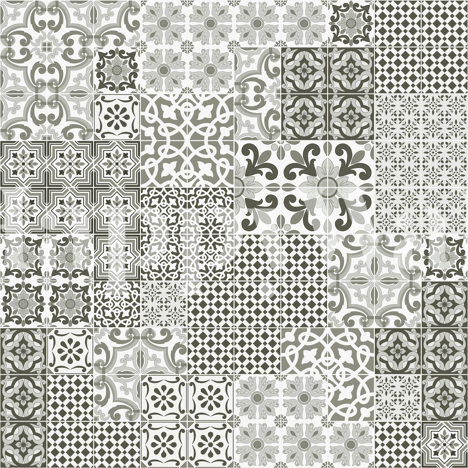 Gray and White Tile Pattern Wallpaper