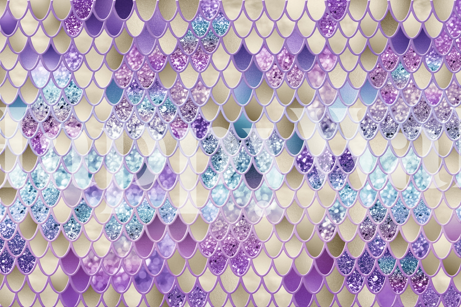Gold Purple Blue Mermaid Scales Wallpaper