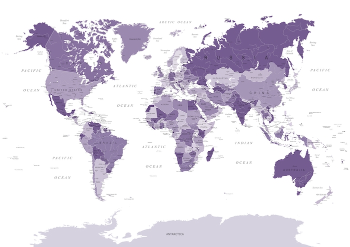 Purple World Map Wallpaper for Walls
