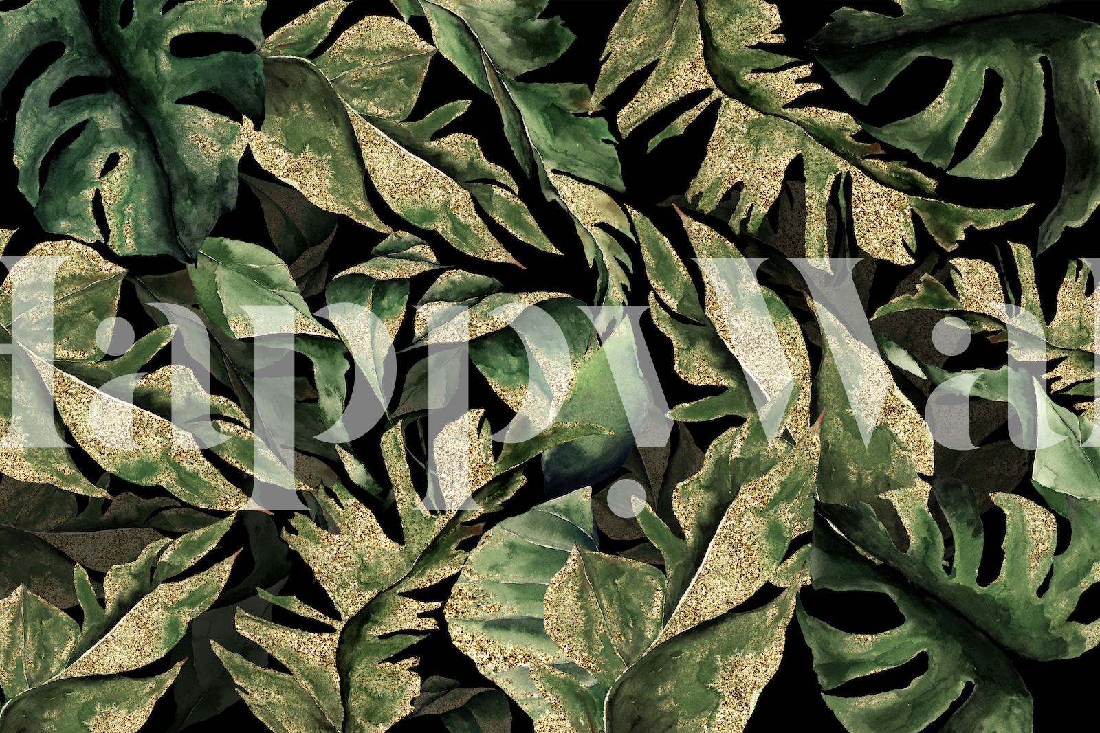 Glamouring Exotic Foliage Midnight Garden Wallpaper