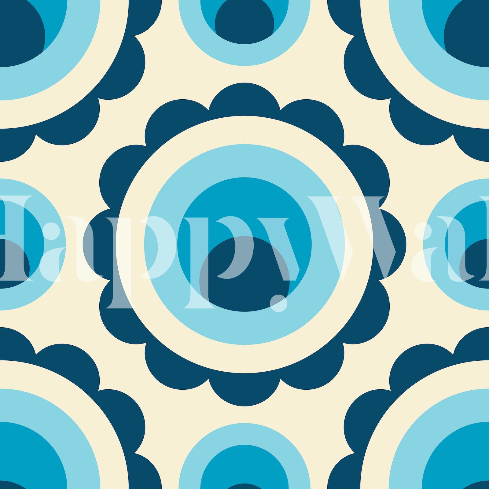 Retro Blue Geometric Wallpaper Design