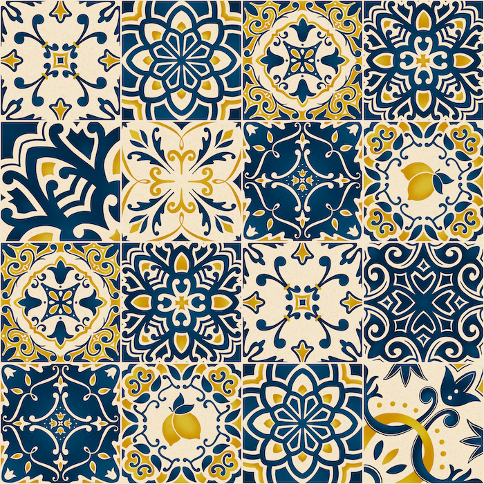 Mediterranean Tile Pattern Wallpaper