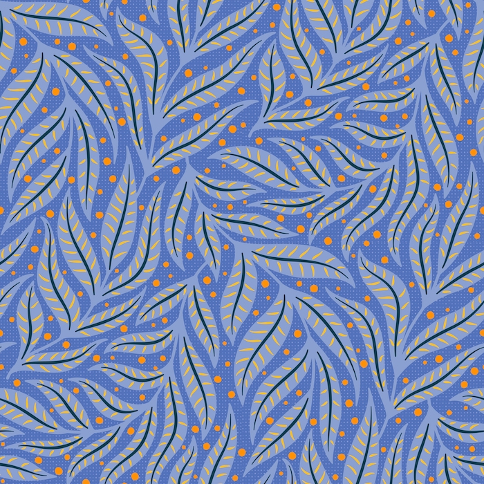Köp Dopamine Leaves Cobalt Blue Orange Tapet | Happywall