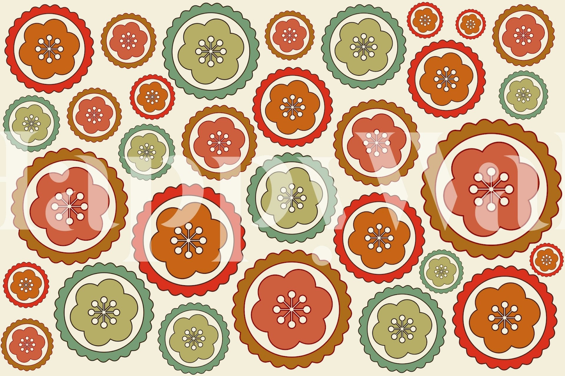 Funky Neon Seventies Flowers Wallpaper | Buy Online at Happywall