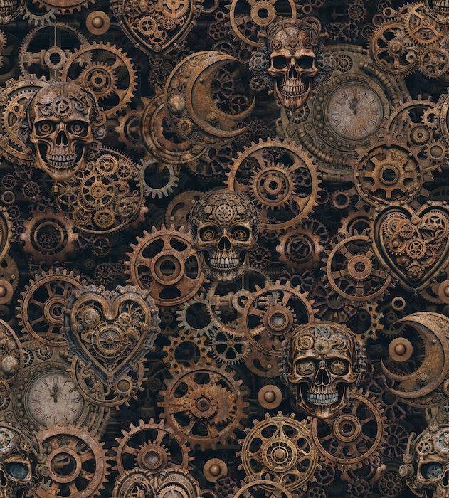 Rusty Steampunk Skull Mechanical Wallpaper