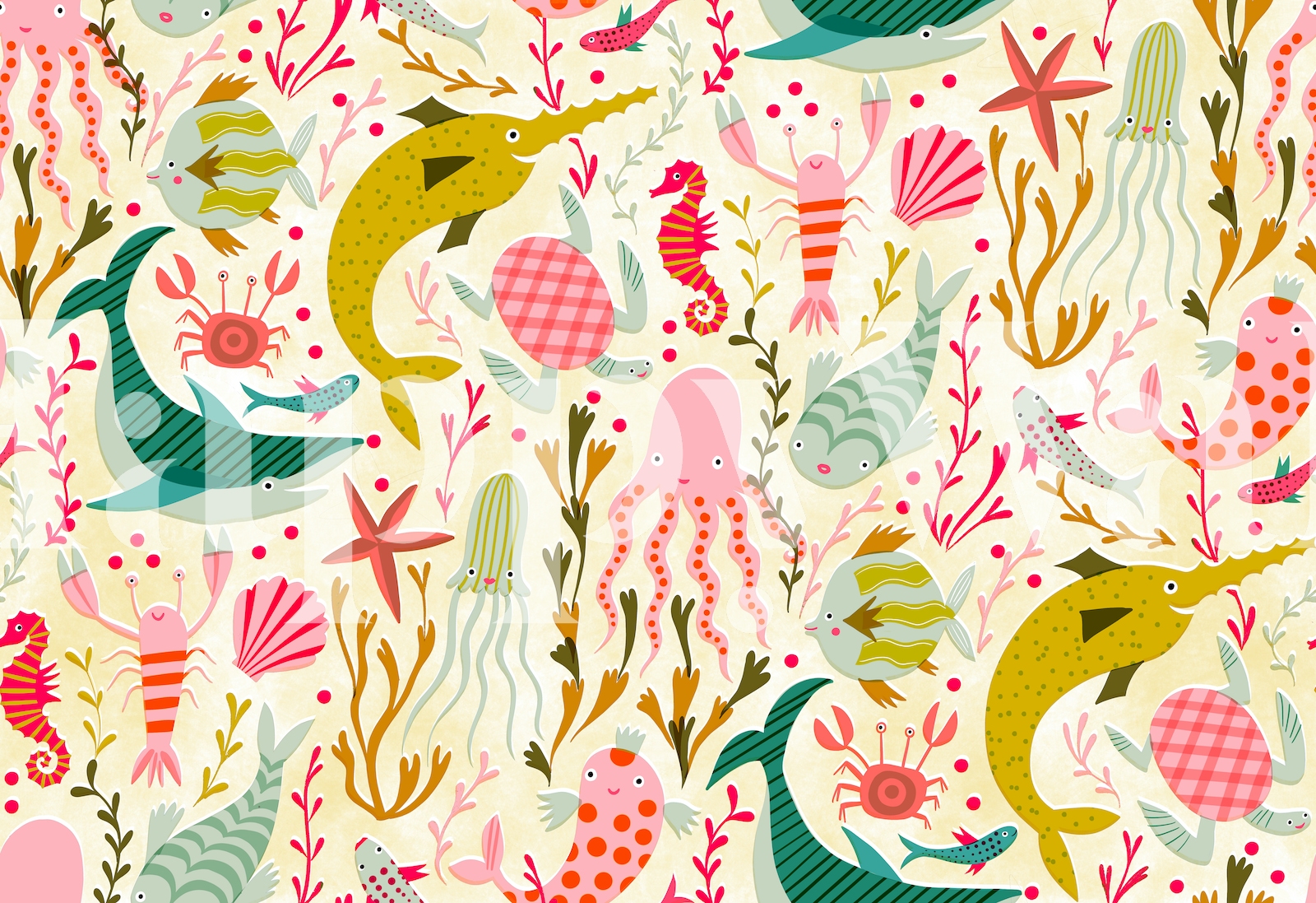 Colorful Sea Life Wallpaper for Kids Rooms