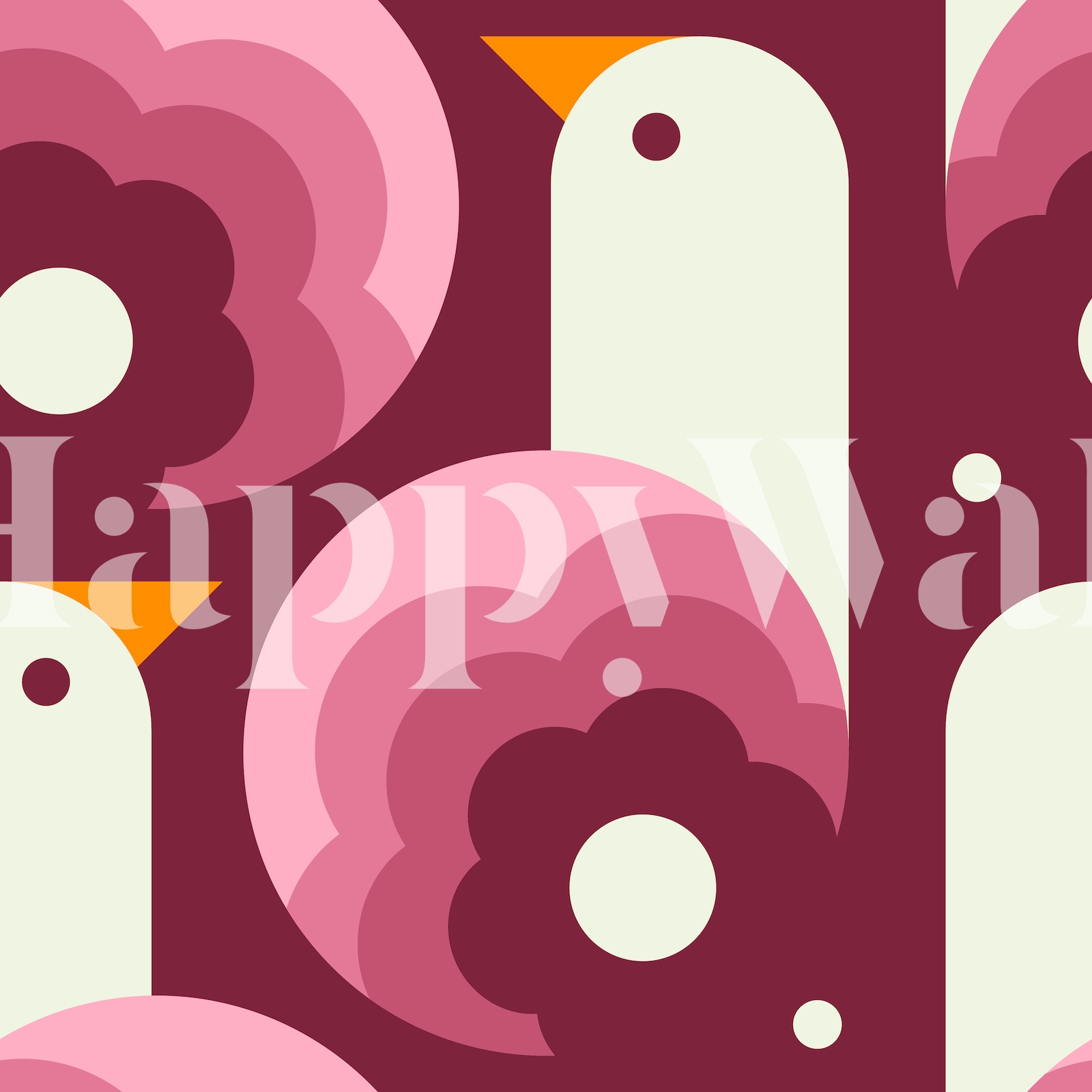 Playful Birds Wallpaper | happywall.com
