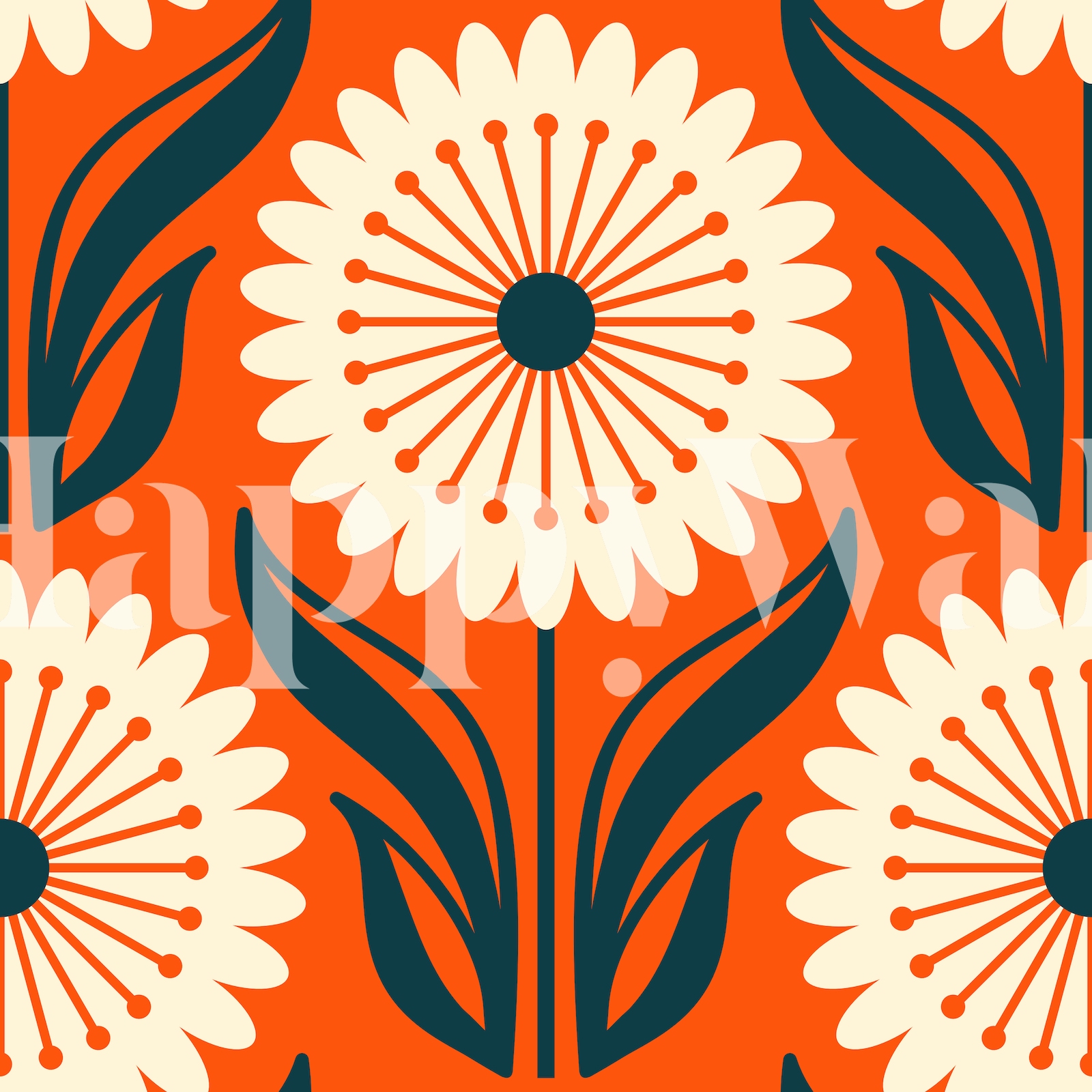 Orange Floral Wallpaper for Vibrant Rooms