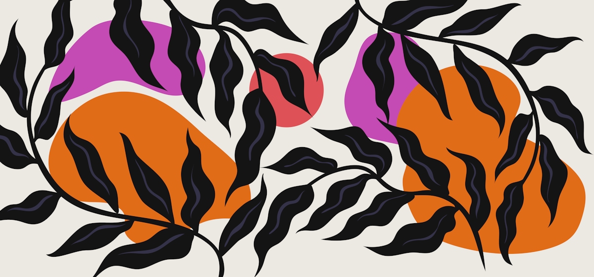 Mid Century Leaf Wallpaper in Bold Colors
