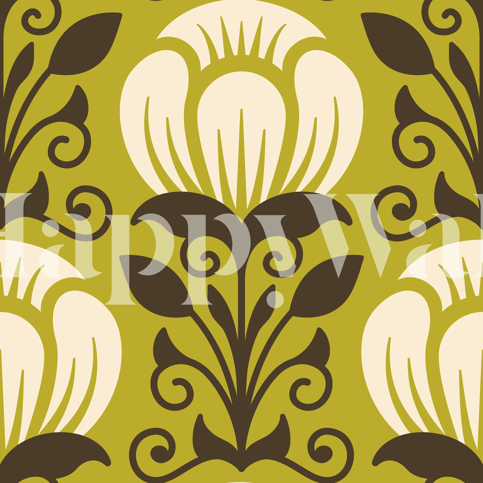 Royal Flower Pattern Green - Happywall