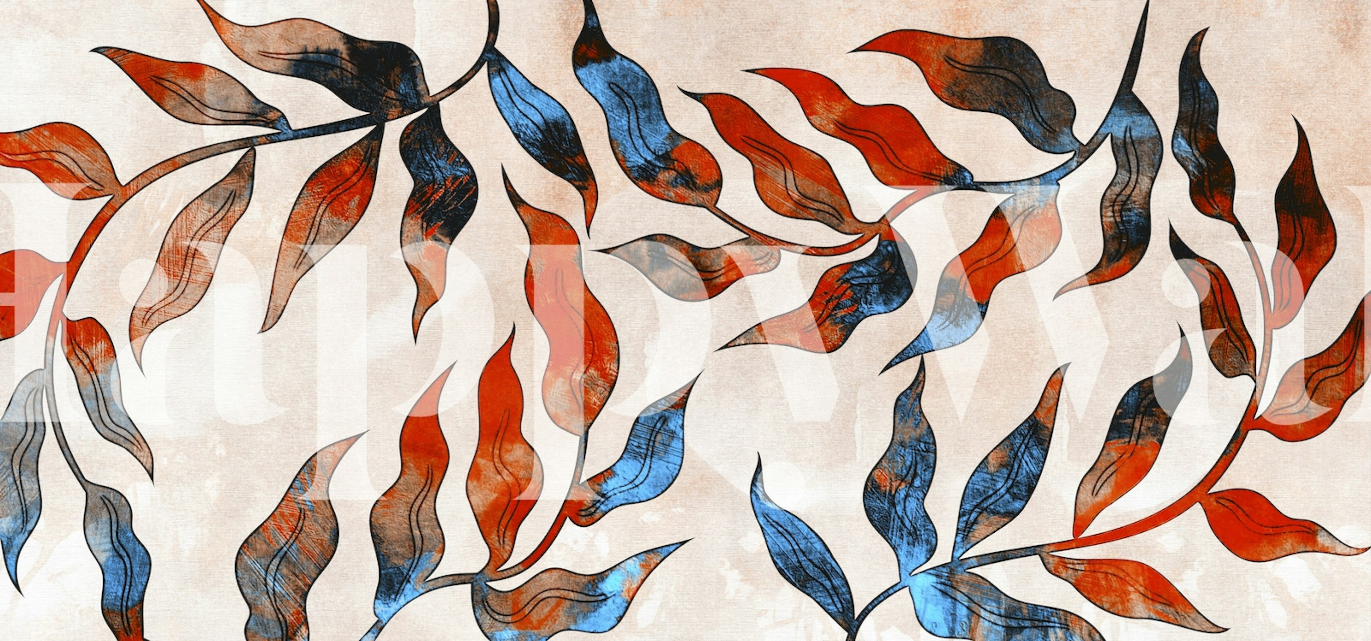 Abstract Watercolor Leaf Art Happywall