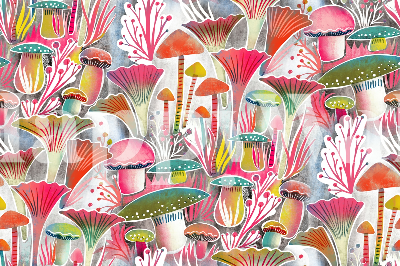 Colorful Mushroom Forest Wallpaper