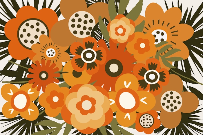 Groovy Mid-Century Floral Wallpaper | happywall.com
