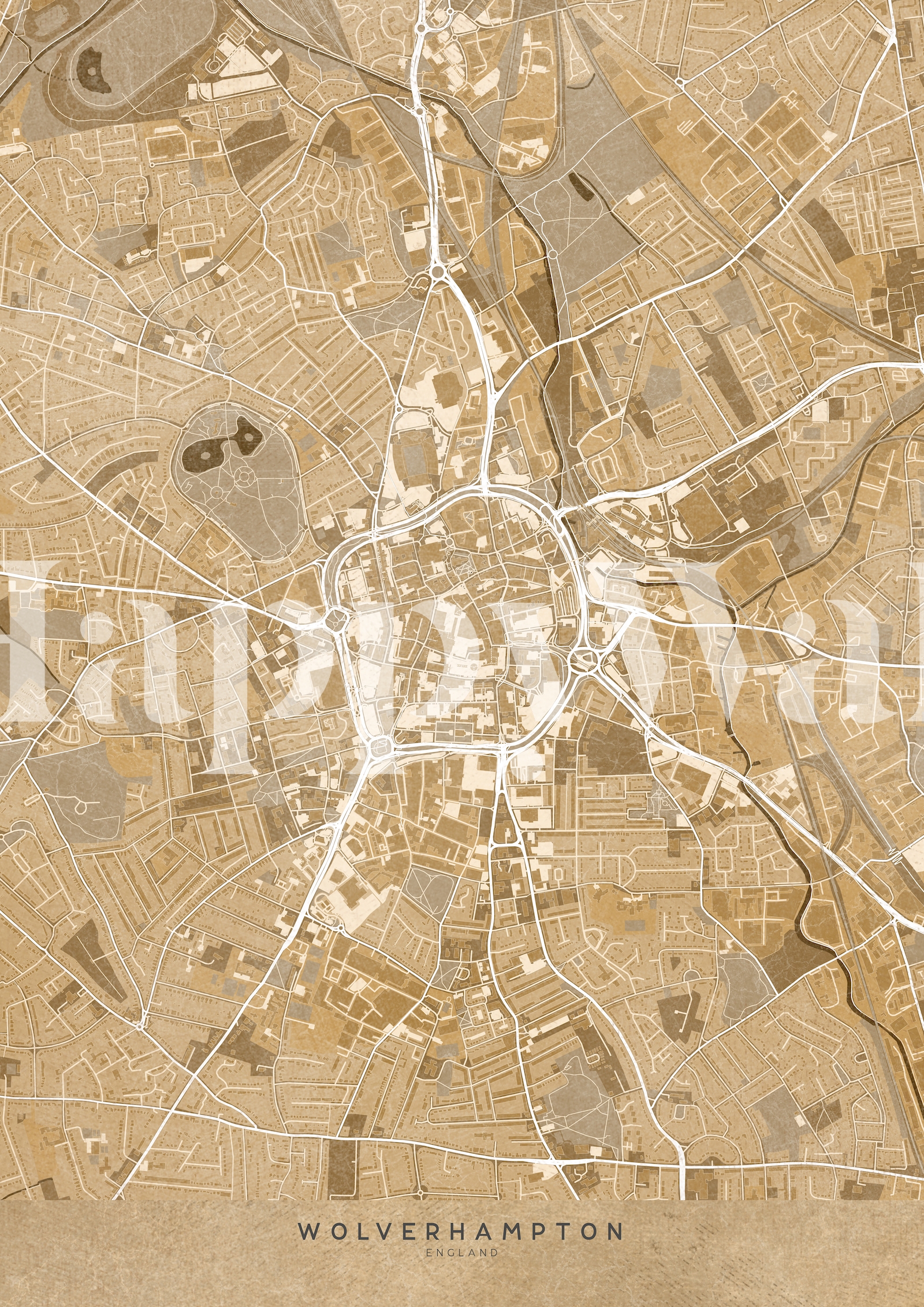 Vintage Map Wallpaper of Wolverhampton