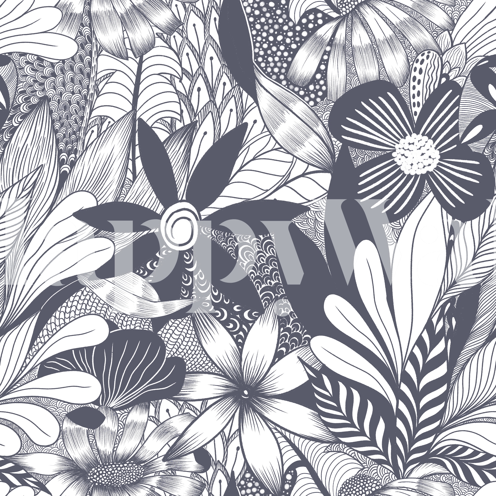 Hand-drawn Zentangle Flowers Wallpaper
