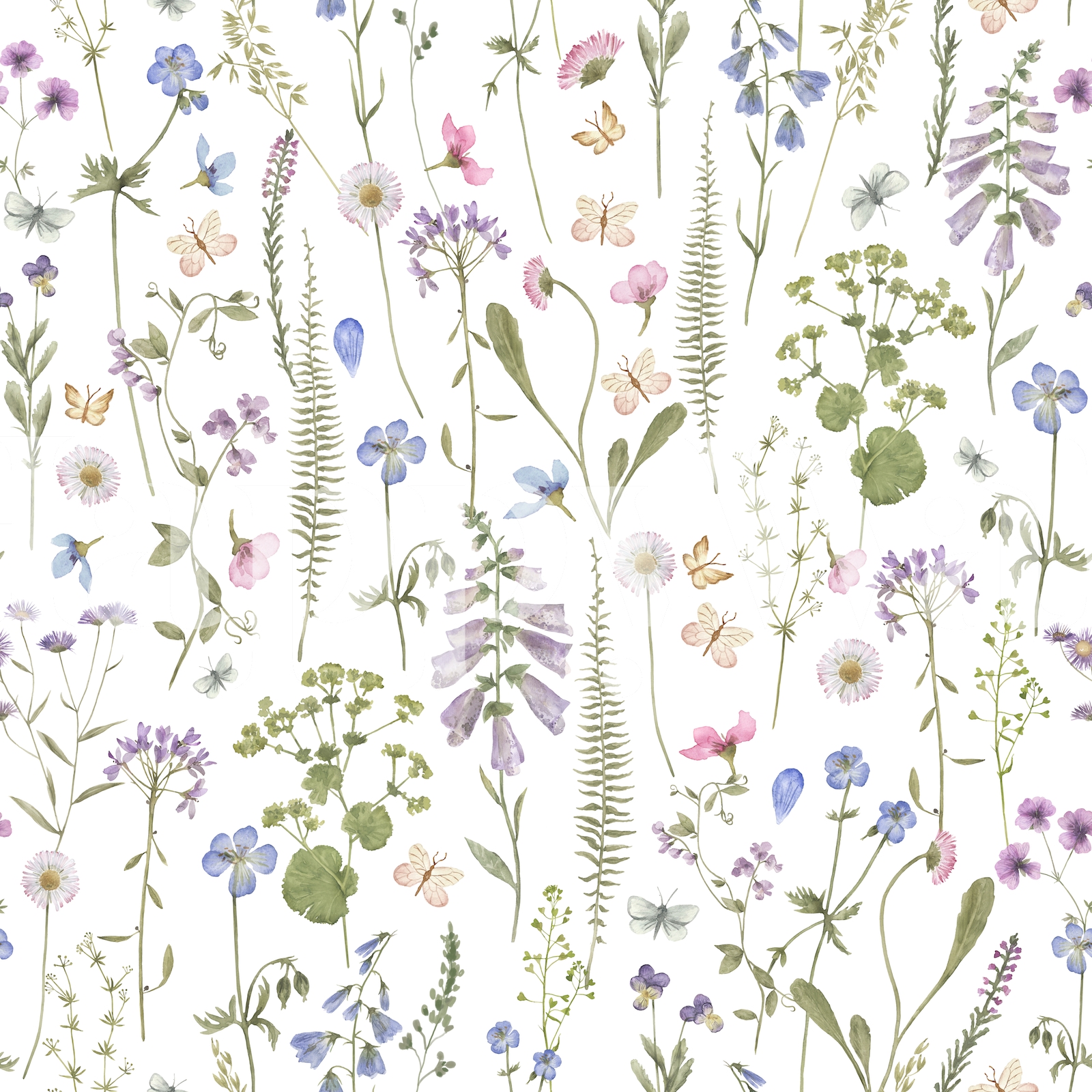 Pastel Wildflower Meadow Wallpaper | Happywall.com