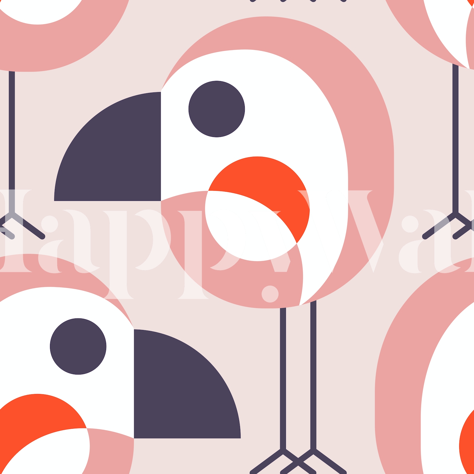 Funny Bird Pattern Pink Wallpaper