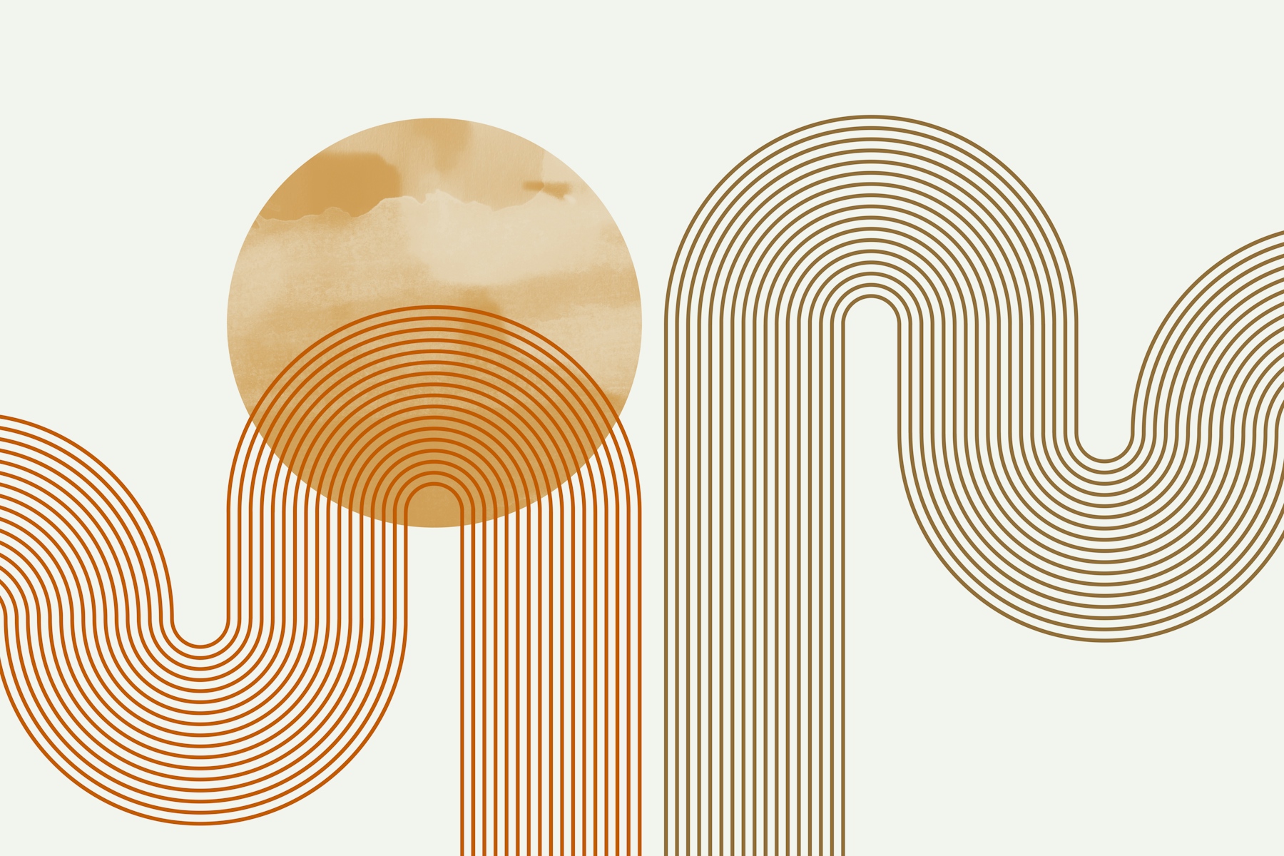 Orange Curvy Lines wallpaper - Free shipping | Happywall
