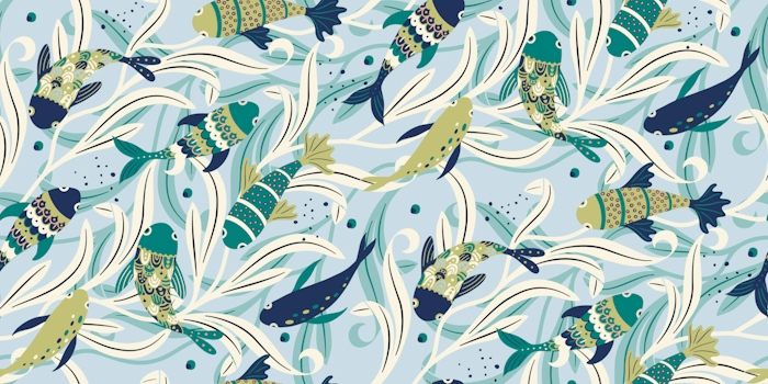 Coastal Chic Fish Wallpaper - Happywall.com