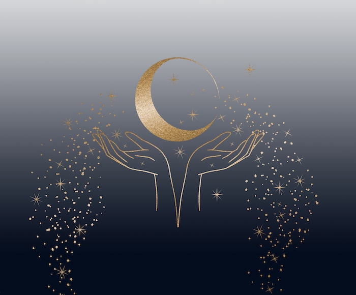 Magic Moon Blue Gold Wallpaper