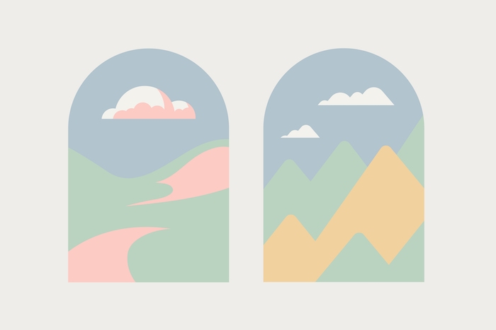 Happy Pastel Boho Arch Landscape Wallpaper