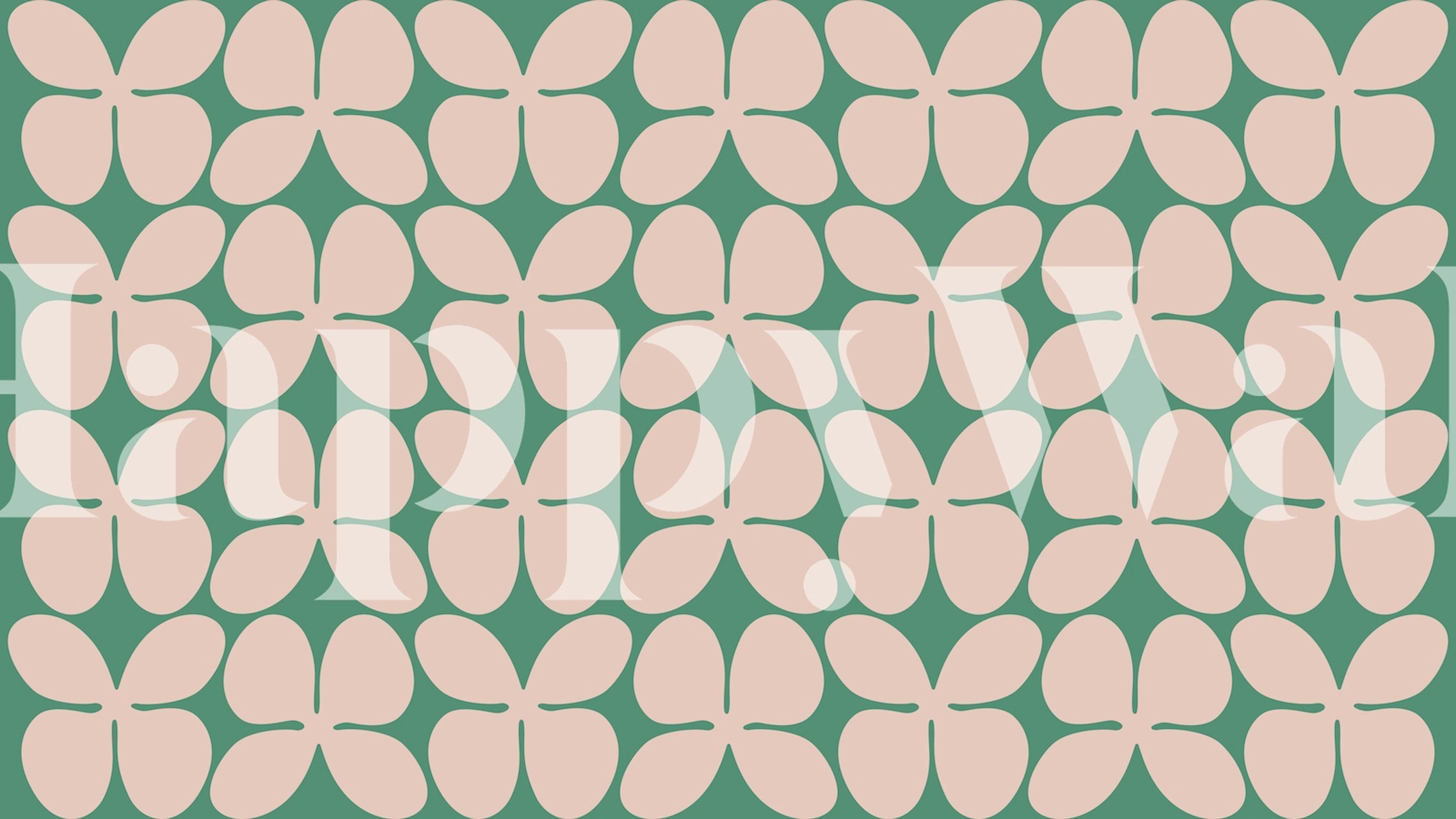 Large Pink Green Retro Flower Pattern Wallpaper