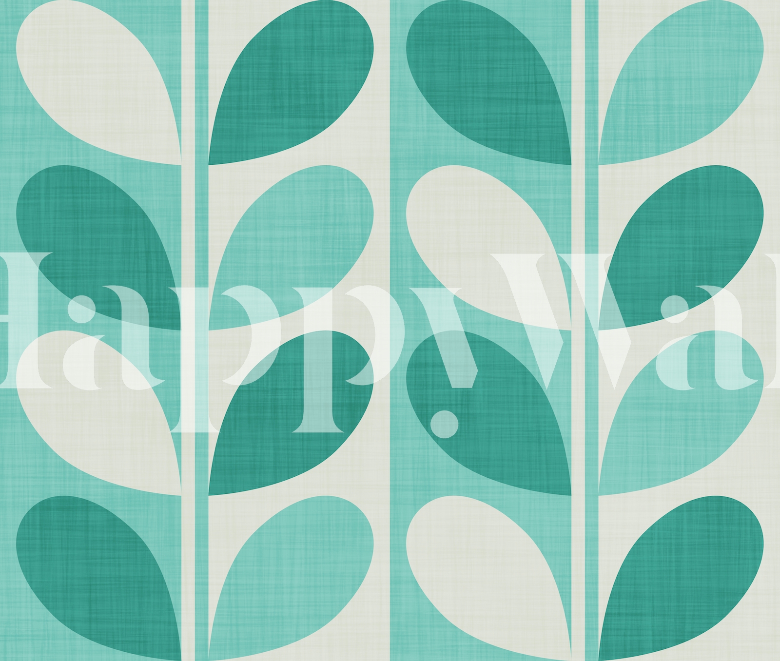 Teal Green Midcentury Modern Leaf Wallpaper